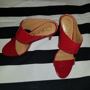 Calvin Klein | Shoes | Calvin Klein Cecily Python Red Dress Sandal ...